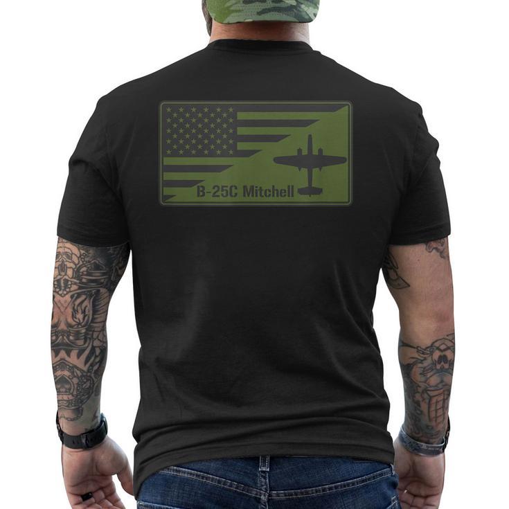 B25 Mitchell American Flag Patch Mens Back Print T-shirt | Mazezy