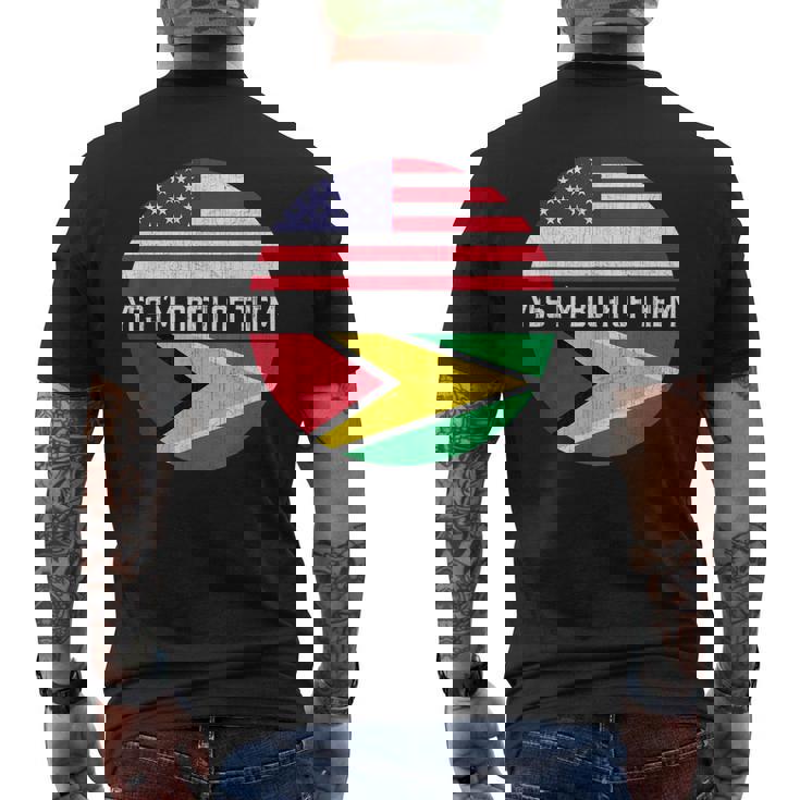 Half American Half Guyanese Usa Flag Family Heritage Men's Back Print T ...