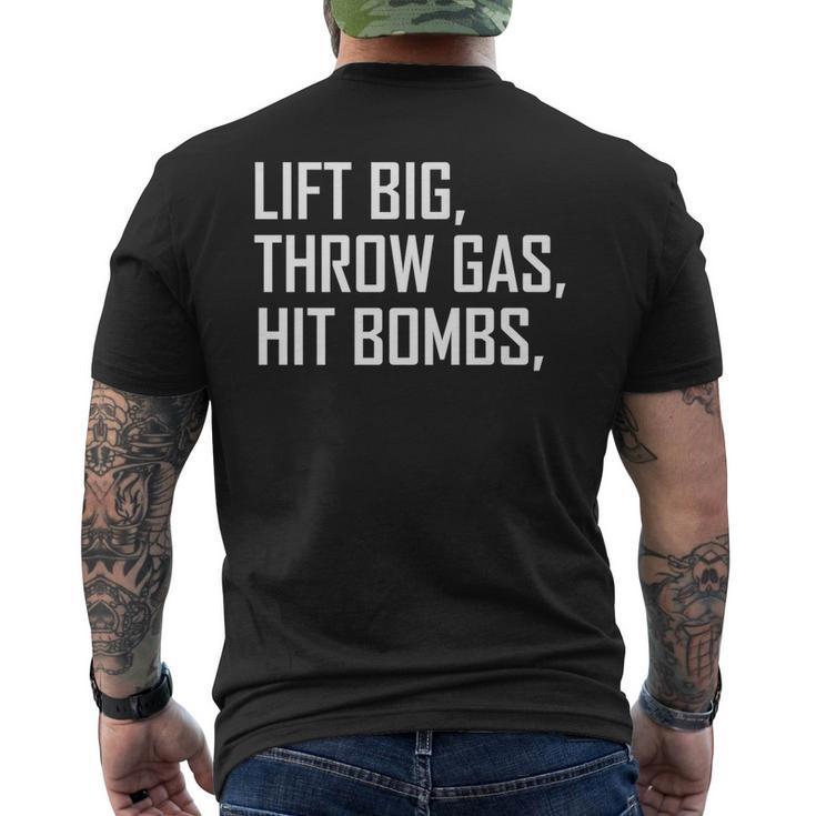 Lift Big Throw Gas Hit Bombs Men's Back Print T-shirt | Mazezy