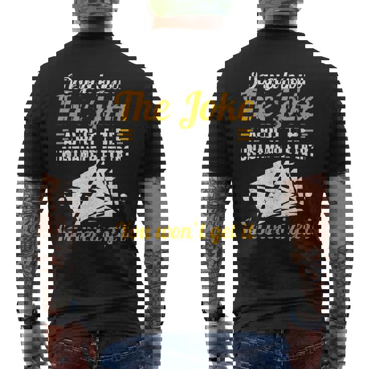 Mail Carrier Joke Unstamped Letter Postal Worker Mailman Men's Back ...