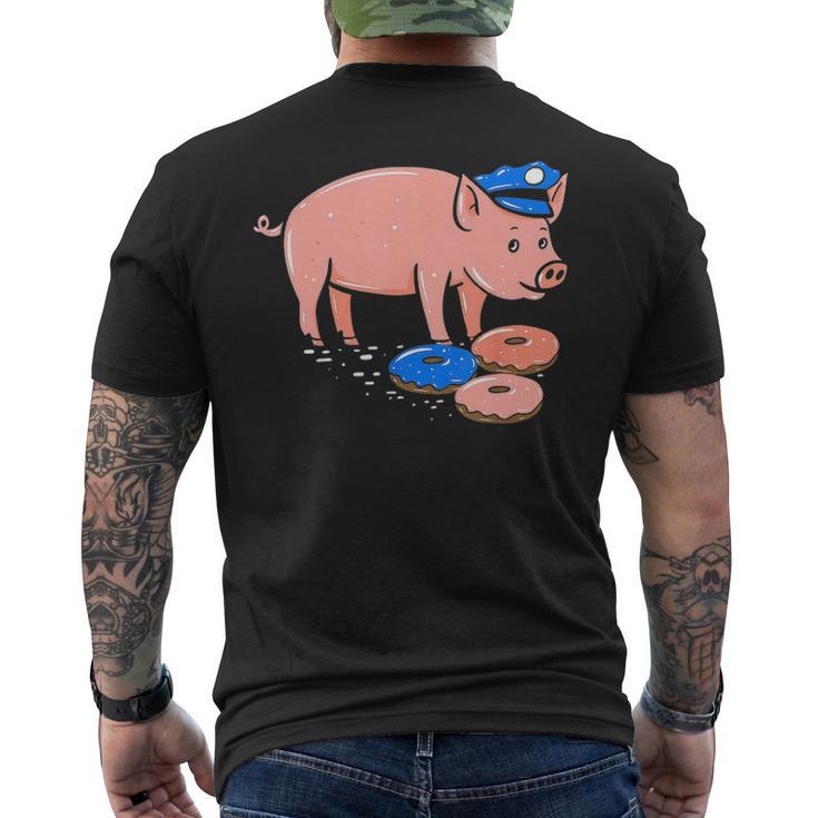 Pig Cop Police Officer Doughnut Men's T-shirt Back Print - Seseable