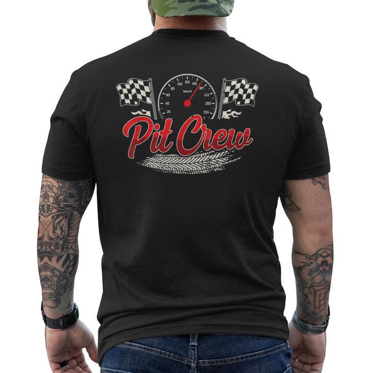 Pit Crew Race Car Party Checkered Flag Car Racing Men's Back Print T ...