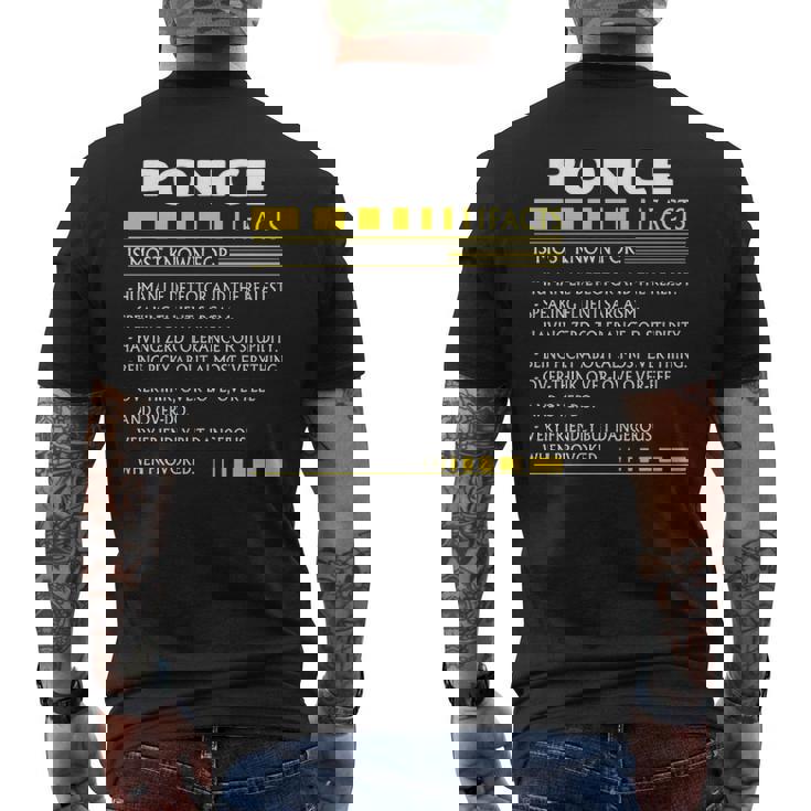 Ponce Name Gift Ponce Facts V2 Mens Back Print T-shirt - Seseable