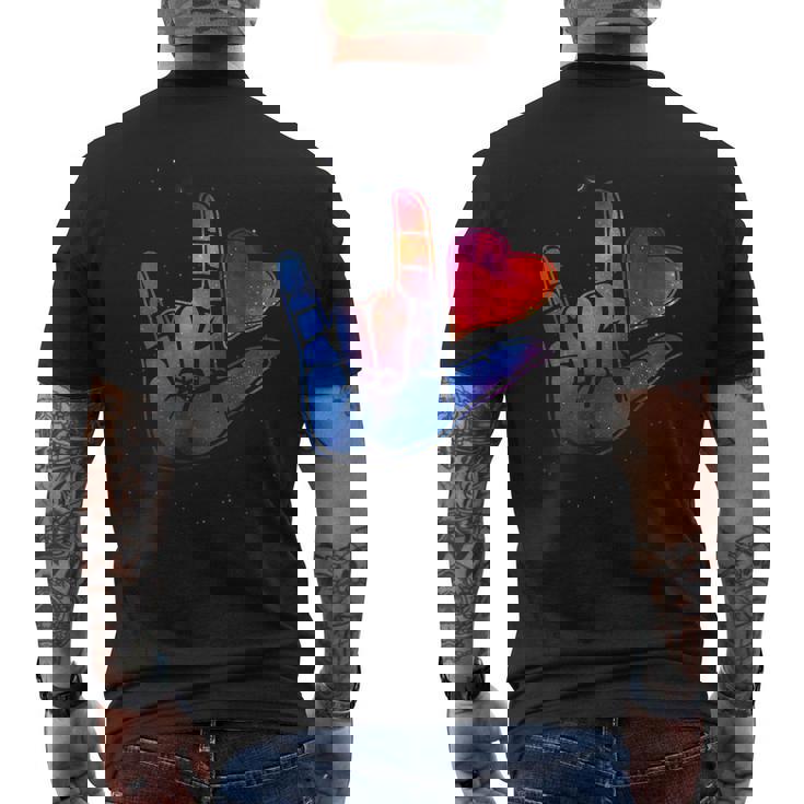 Sign Language I Love You T Space Stars Heart Men's Back Print T-shirt ...