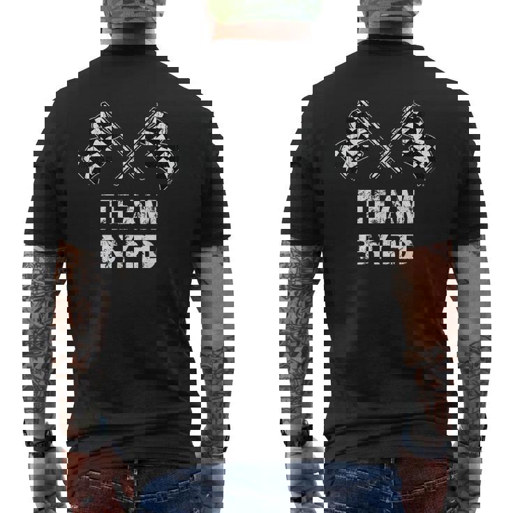 Vintage Team Byrd Family Name Checkered Flag Racing Mens Back Print T ...