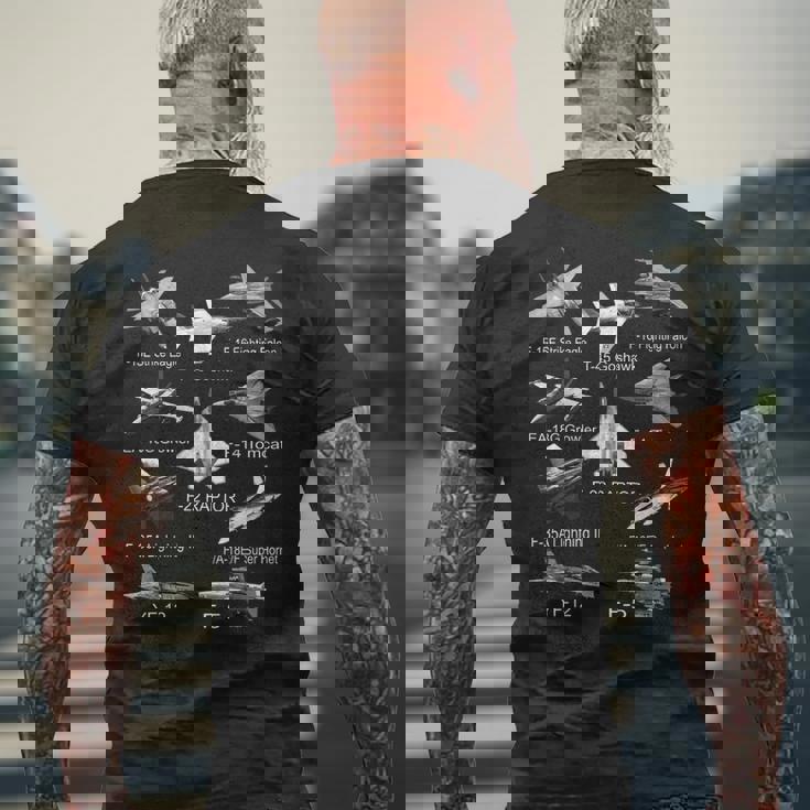 American Fighters Jets F22 Raptor F14 Tomcat Plane Spotting Men's Back ...