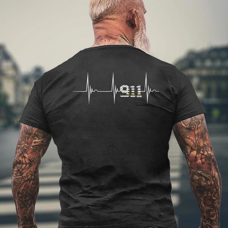 Dispatcher 911 Vintage Usa Flag Heartbeat Ekg Pulse Dispatch Men's Back ...