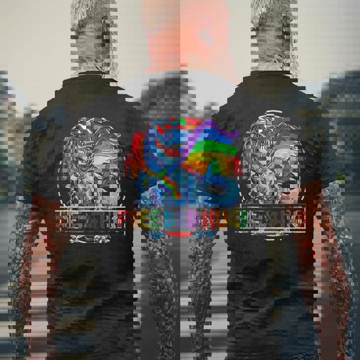 Free Dad Hugs Dinosaur Rex Daddy Lgbt Pride Rainbow Mens Back Print T ...