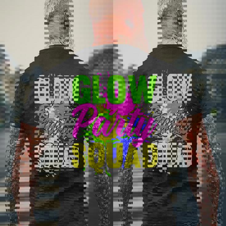 Glow Party Squad Neon Lights Party Lover Men's Back Print T-shirt | Mazezy