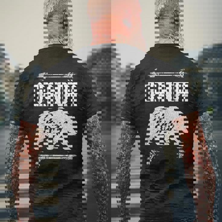 Mens Grandpa Bear Fathers Day Papa Vintage Men's Back Print T-shirt | Mazezy