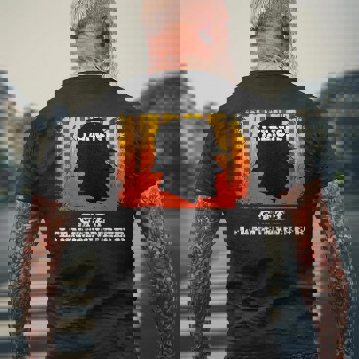 Hans Get Ze Flammenwerfer Funny Germany Soldier Military Mens Back ...