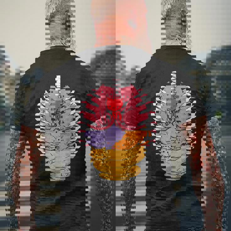 Human Anatomy Inspired Cat Organs Related Rib Cage Men's Back Print T ...