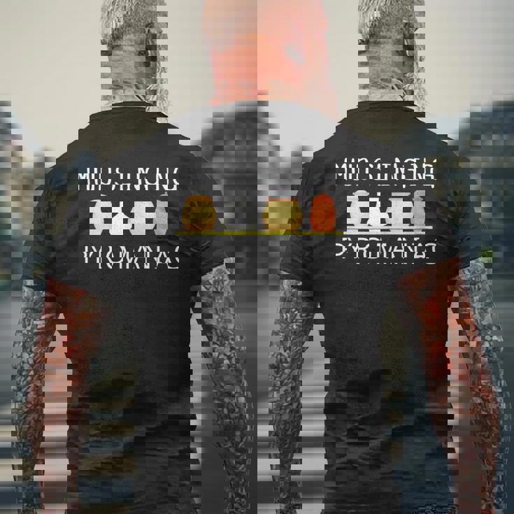 Mud Slinging Pyromaniac Pottery Clay Men's Back Print T-shirt | Mazezy