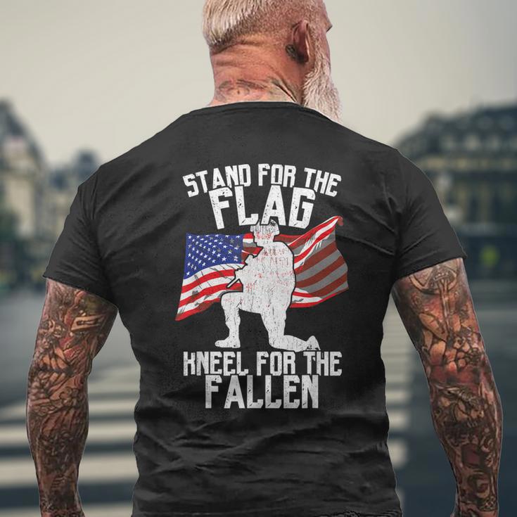 Stand For The Flag Kneel For The Fallen Military Men's Back Print T ...