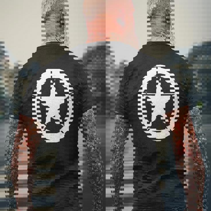 Wwii D-Day Invasion Circle Star Men's Back Print T-shirt | Mazezy