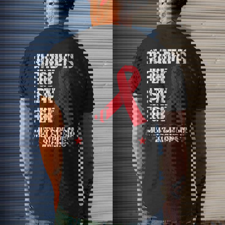 Multiple Myeloma Awareness T Grandpa Burgundy Ribbon Men's Back Print T ...