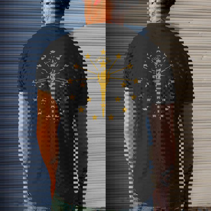 State Flag Of Indiana Vintage Cool Distressed Men's T-shirt Back Print ...