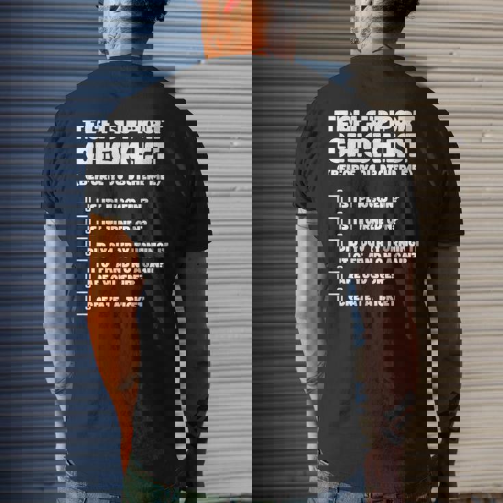 Tech Support Checklist Funny Tech Support Gift Mens Back Print T-shirt ...