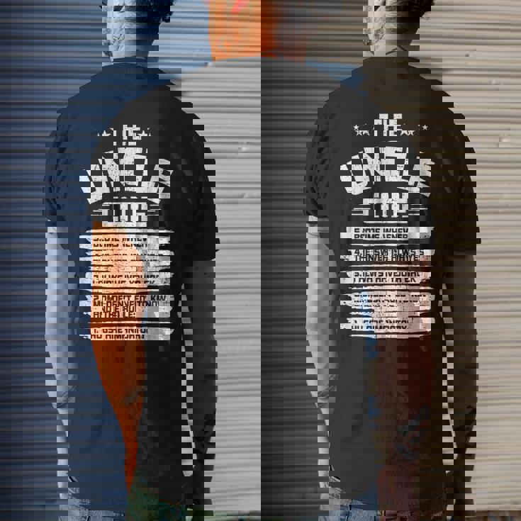 The Uncle Code Uncle Mens Back Print T-shirt | Mazezy