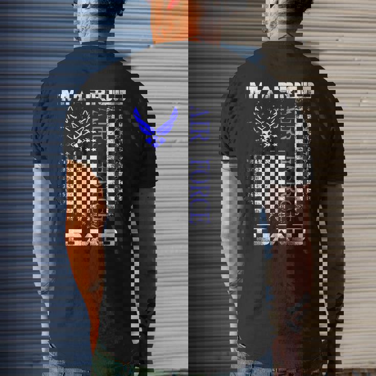 Vintage Im A Proud Air Force Dad With American Flag Men's T-shirt Back ...