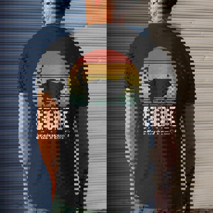 Vintage Retro Sunset Fat Cats Cat Meme Chonk Cat Men's Back Print T-shirt | Mazezy