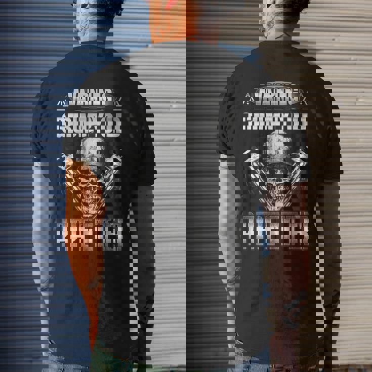 Warning Grumpy Old Pipe Fitter Grandpa T Pipefitter Men's Back Print T ...