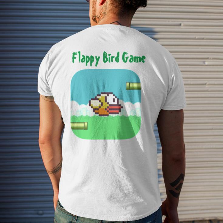 Pixel Art Flappy Bird Game Men's Back Print T-shirt | Mazezy