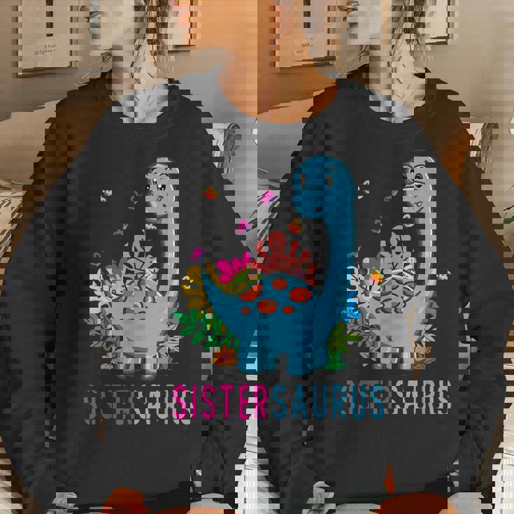 Sistersaurus Cute Dino Dinosaur Sister Saurus Women Sweatshirt | Mazezy