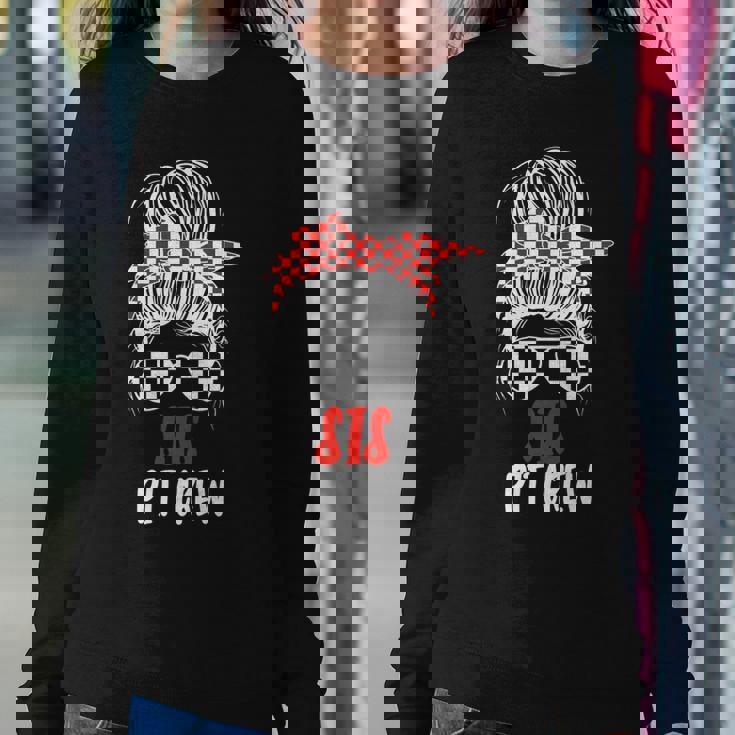 Sis Pit Crew Messy Bun Race Track Car Racing Flag Womens Women ...