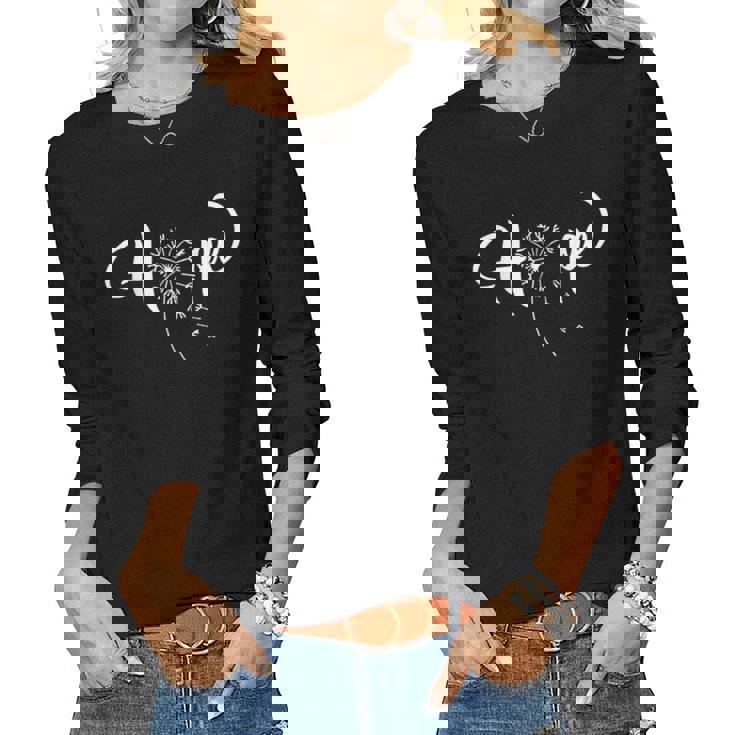 Word That Say Hope Dandelion Cursive Calligraphy Font Women Long Sleeve ...