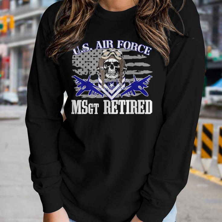 Us Air Force Retired American Flag Retirement Mom Dad Women Long Sleeve ...