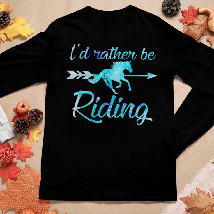 Horse Rider Girls Id Rather Be Riding Horses Kid Women Long Sleeve T ...