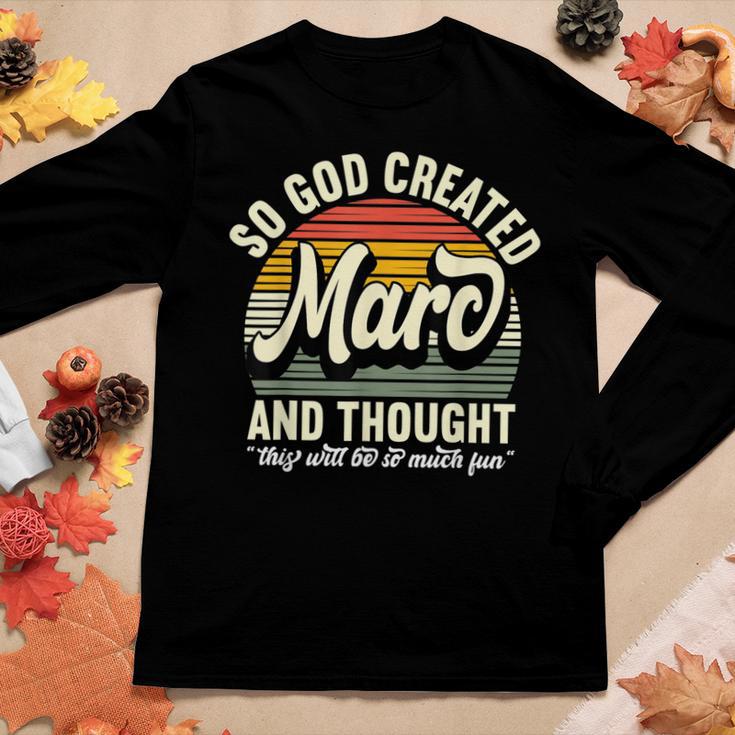 So God Created Marc Name Marc Birthday Women Long Sleeve T-shirt | Mazezy