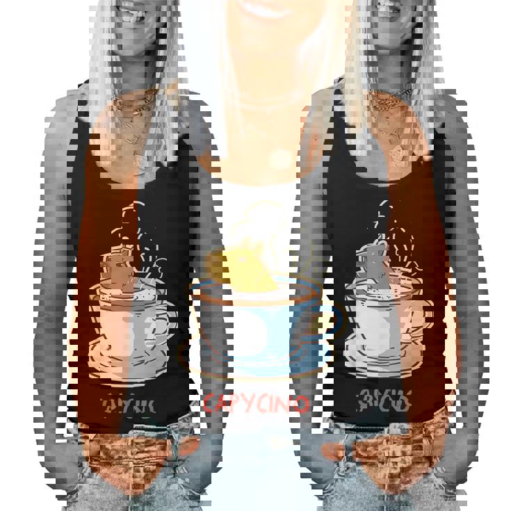 Capybara Capycino Cappuccino Coffee Cute Animal Women Tank Top | Mazezy