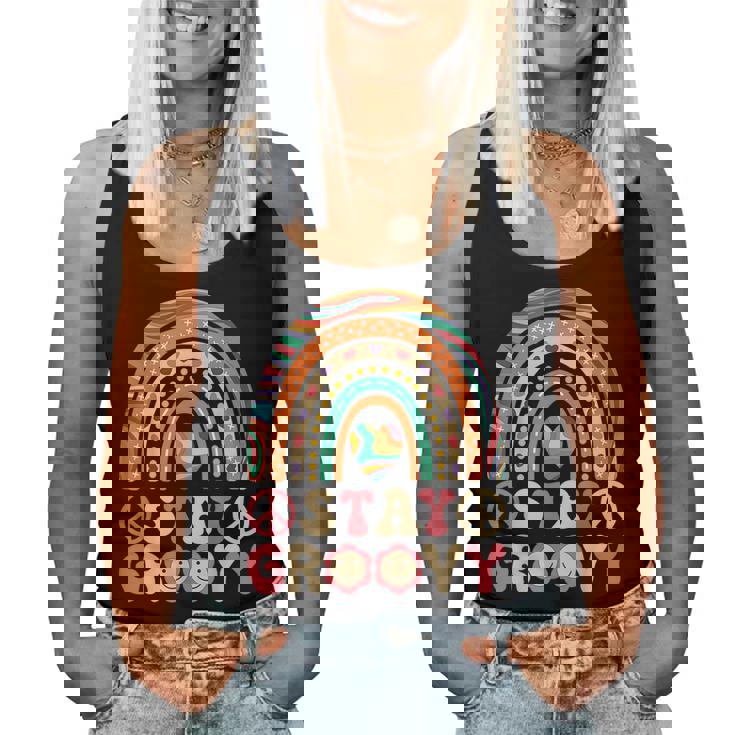 Stay Groovy 60S Outfit 70S Theme Costume Cute Rainbow Hippie Women Tank ...