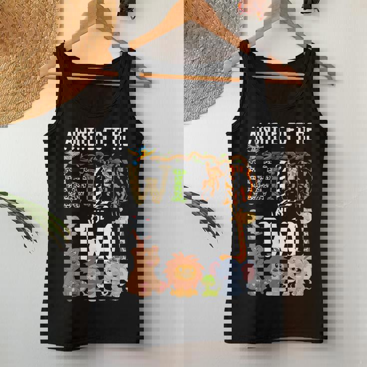Auntie Of The Wild And Two Zoo Birthday Safari Jungle Animal Women Tank ...