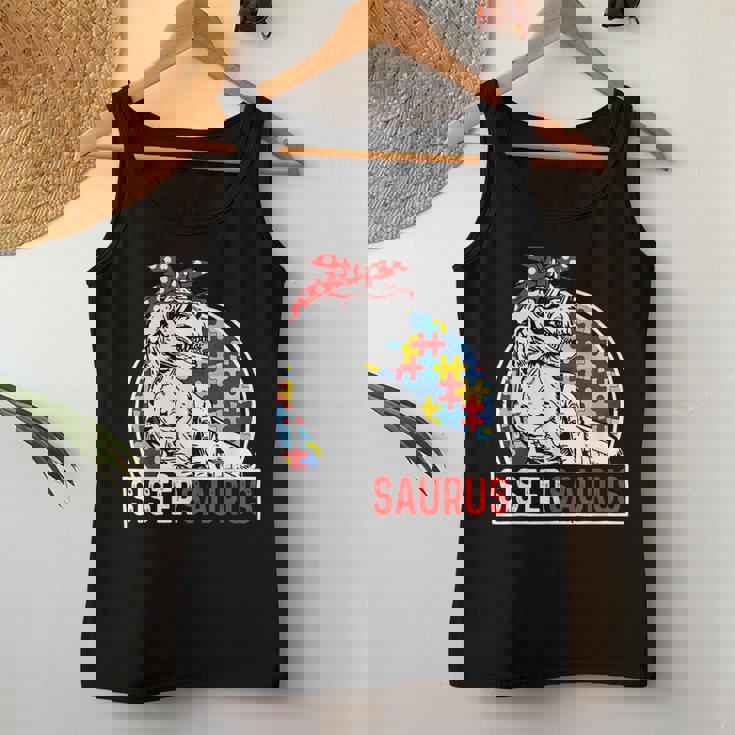 Sistersaurus T Rex Dinosaur Autism Sister Saurus Family Women Tank Top ...