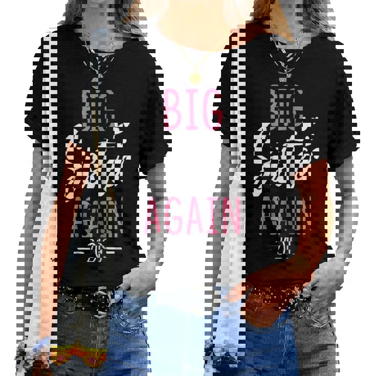 Big Sister Again 2019 Pregnancy Announcement Women T-shirt | Mazezy