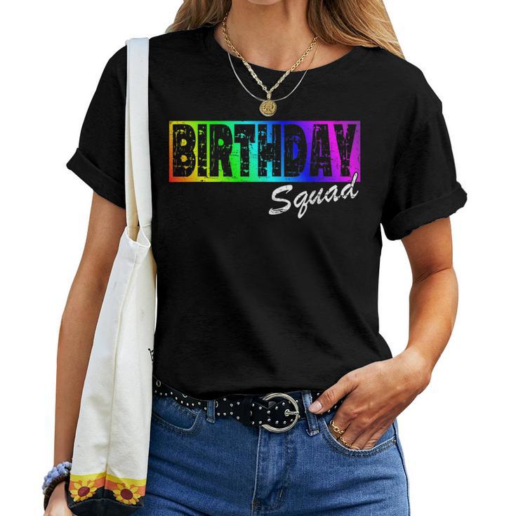 Birthday Squad - Fun Rainbow Matching Party Women T-shirt | Mazezy