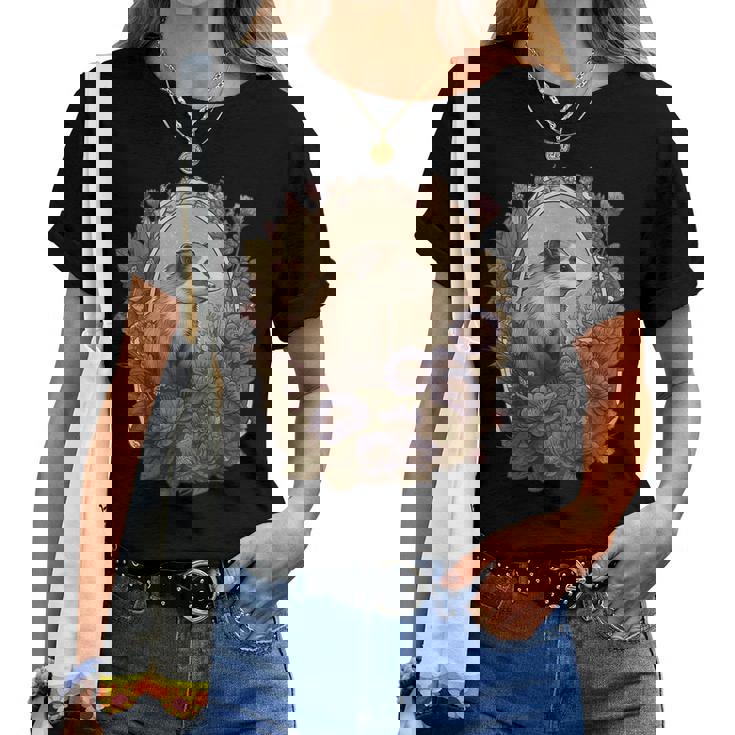 Cute Cottagecore Floral Possum Aesthetic Girls Women Graphic Women T ...