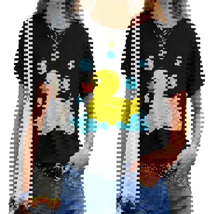 Cute Yellow Duck Duckie Bath Toys Rubber Ducky Women T-shirt | Mazezy