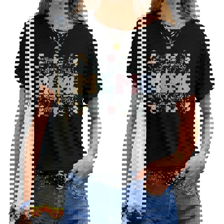 Groovy Meme Grandmother Flowers Meme Grandma Women T-shirt | Mazezy