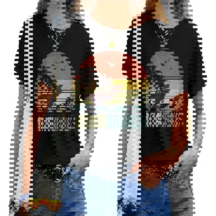 Moma Dinosaur Momasaurus 2 Two Kids Women T-shirt | Mazezy