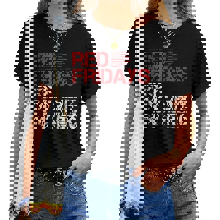 Red Fridays Military Wife My Hero Women T-shirt | Mazezy