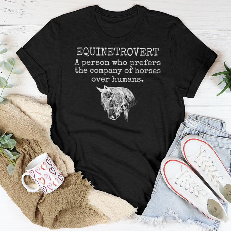 Equinetrovert Meme Saying Horse Definition For Horse Women T-shirt | Mazezy