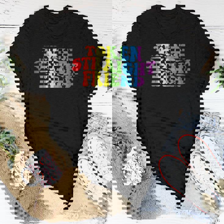 Token Straight Friend Rainbow Colors Retrolgbtq Friend Group Women T ...