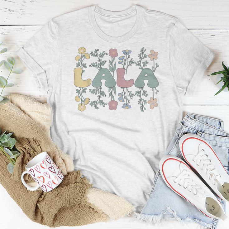 Groovy Lala Grandmother Flowers Lala Grandma Women T-shirt | Mazezy