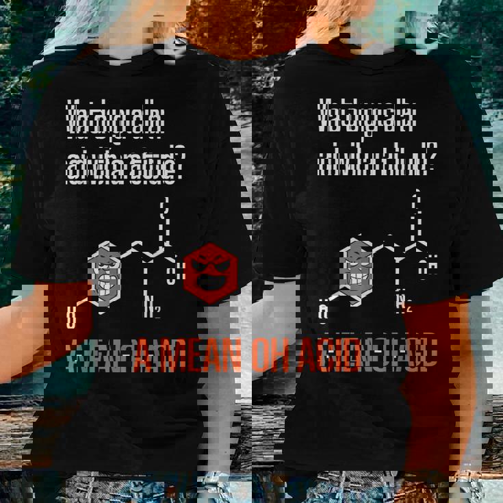 Amino Acid - Chemistry Humor Science Teacher Pun Women T-shirt | Mazezy