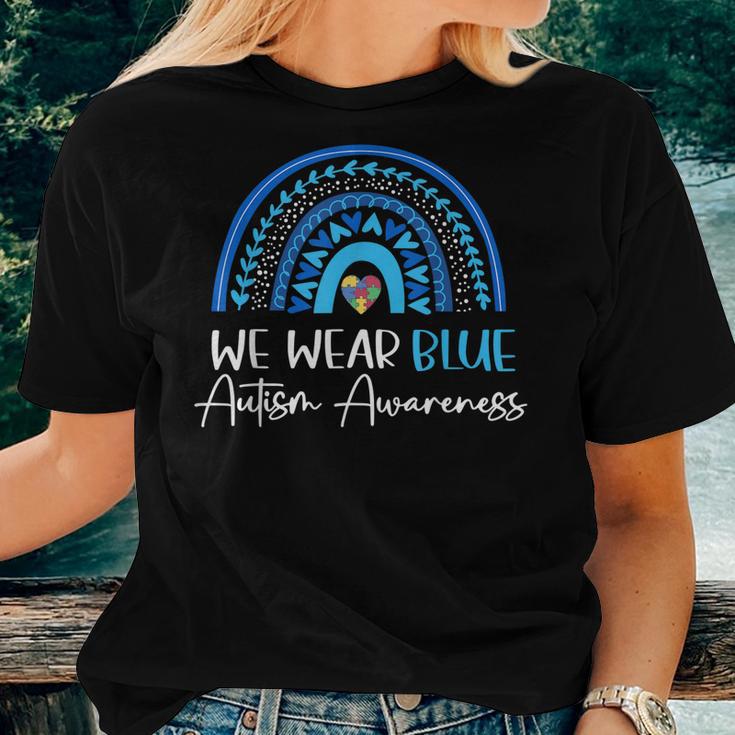 Blue Autism Awareness Month In April We Wear Blue Rainbow Women T-shirt ...