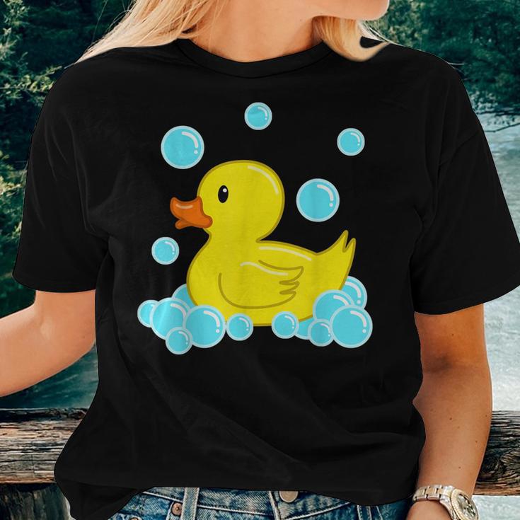 Cute Yellow Duck Duckie Bath Toys Rubber Ducky Women T-shirt | Mazezy